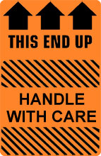 Caution Handle With Care - This End Up Label - Barcodesinc.com